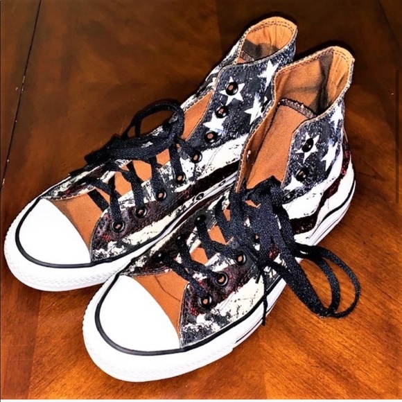 Converse | Shoes | Converse Distressed American Flag High Tops | Poshmark